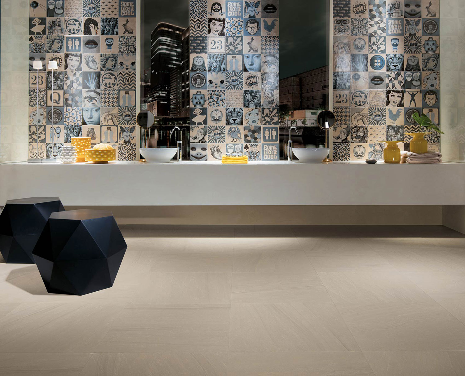 Carrelage pour Toilette et WC imitation Azulejos | Novoceram